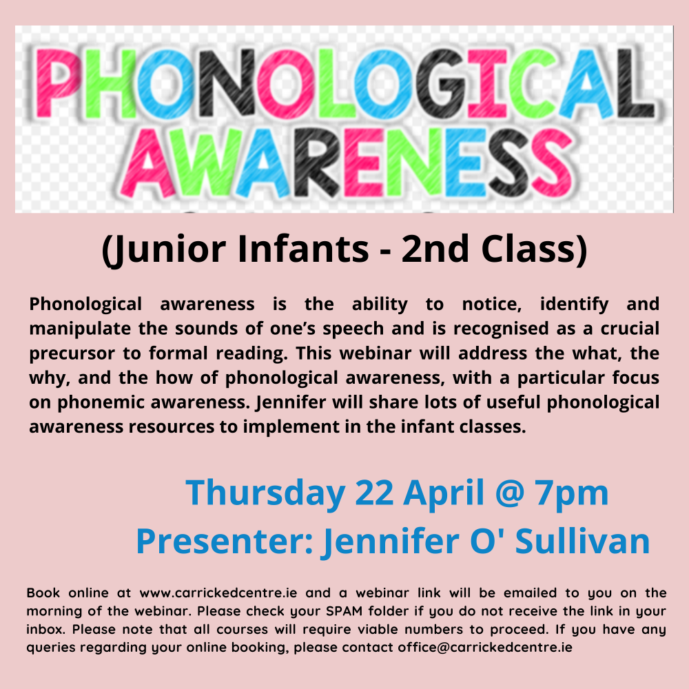 Phonological Awareness (Junior Infants - 2nd Class) - 21LCSP65 (Live Webinar)-Primary
